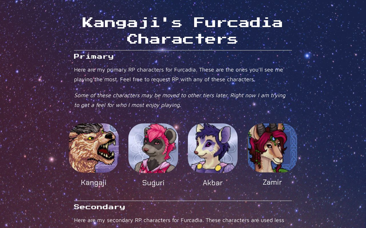 Kangaji's Furcadia Characters